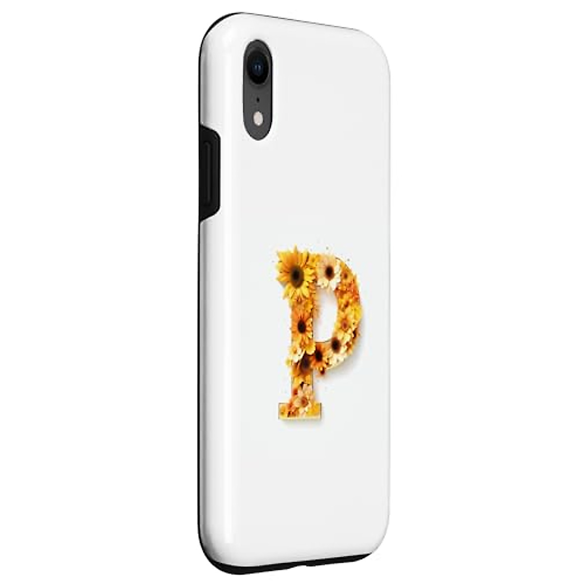 iPhone XR Letter P Initial Monogram Sunflower Minimalist Women Yellow Case