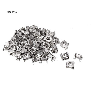 uxcell 55 Pack, M5 Cage Nut, Carbon Steel Nickel Plated for Server Shelf Cabinet