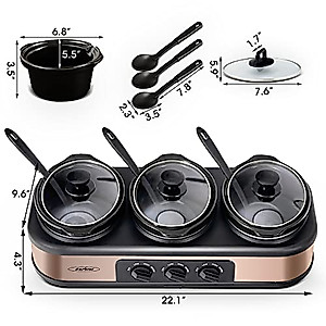 Slow Cooker, Dual and Triple Slow Cooker Buffet Server Multiple Pot Food Warmer, Slow Cooker Buffet Food Warmer Adjustable Temp Lid Rests Stainless Steel