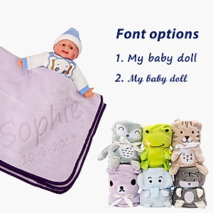 TedYoho Personalized Flannel Blanket for Baby,Custom Unisex Baby Plush Blanket with Animal Design,Newborn Security Blanket or Infant Gift with Name(Fox)