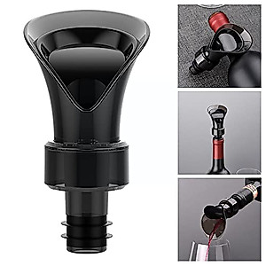 2 in 1 Wine Aerator Pourer, 4 Inch Flower Petal Type Silicone Wine Pourer, Easy to Use Wine Dispenser, Wine Stopper for Home Bar Tool, Wine Accessories, Black