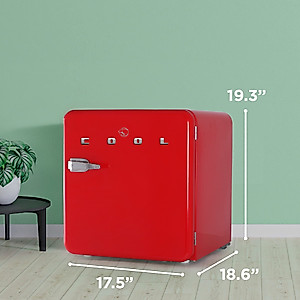 Commercial Cool 1.6 Cu. Ft, Vintage Style, Retro Fridge with 1 Slide-Out Wire Shelf & Bin Storage, Small Refrigerator with Freezer, Red