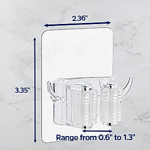 Bafezoze Broom Holder Wall Mount Self Adhesive, 2 Pack Broom Hanger, Anti-Slip Broom and Mop Organizer Wall Hanging for Bathroom Kitchen Laundry Room, Transparent Plastic