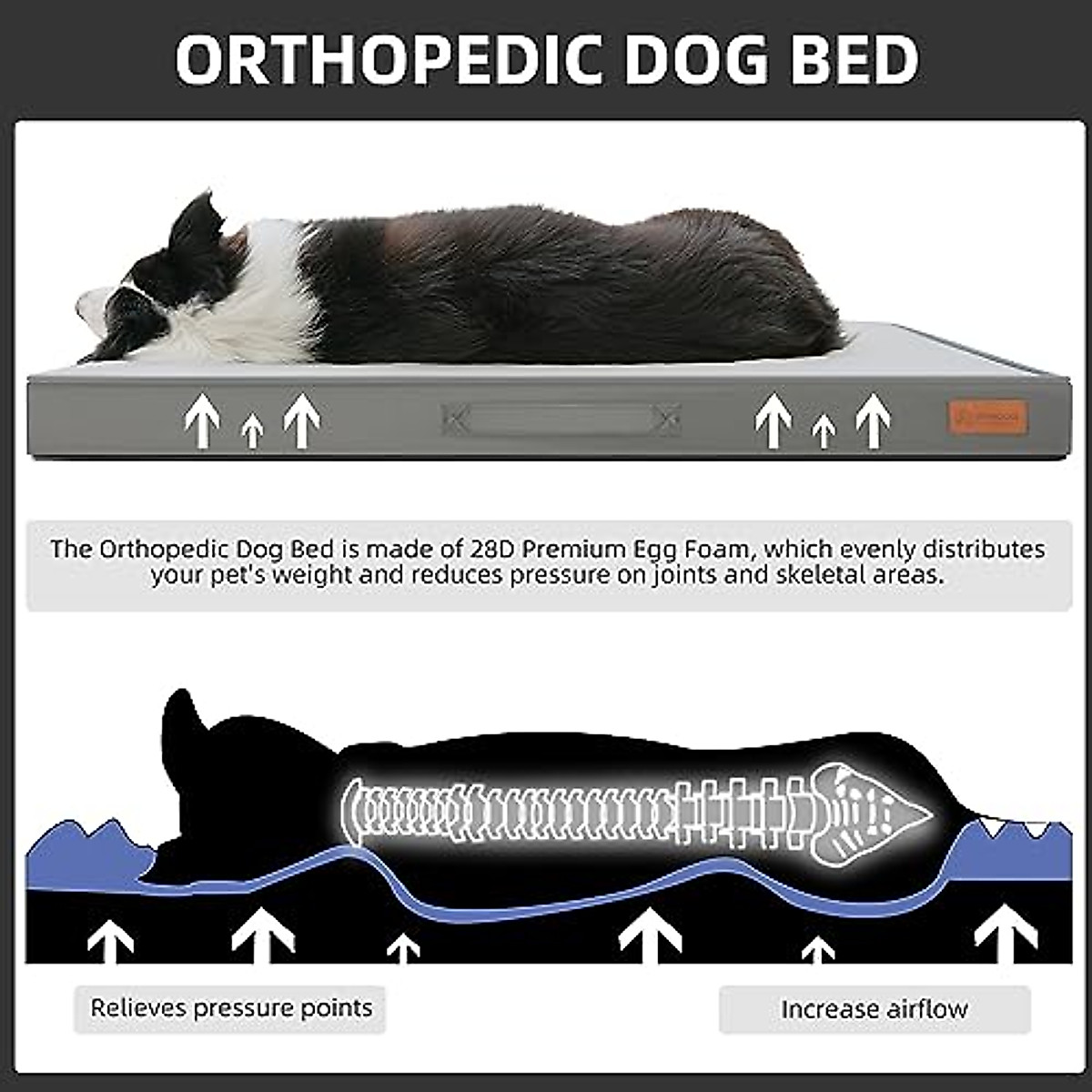 JOYHOUSE PET SUPPLIESWashable Dog Bed with Detachable Sleeve and Non-Slip Bottom, Orthopedic Dog Bed, Gray, Suitable for Dog beds for Medium Dogs (30 * 20 * 3in inches)