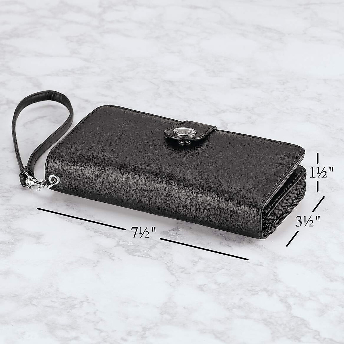 Fox Valley Traders B.AmiciTM Nancy RFID Leather Wallet with Wristlet