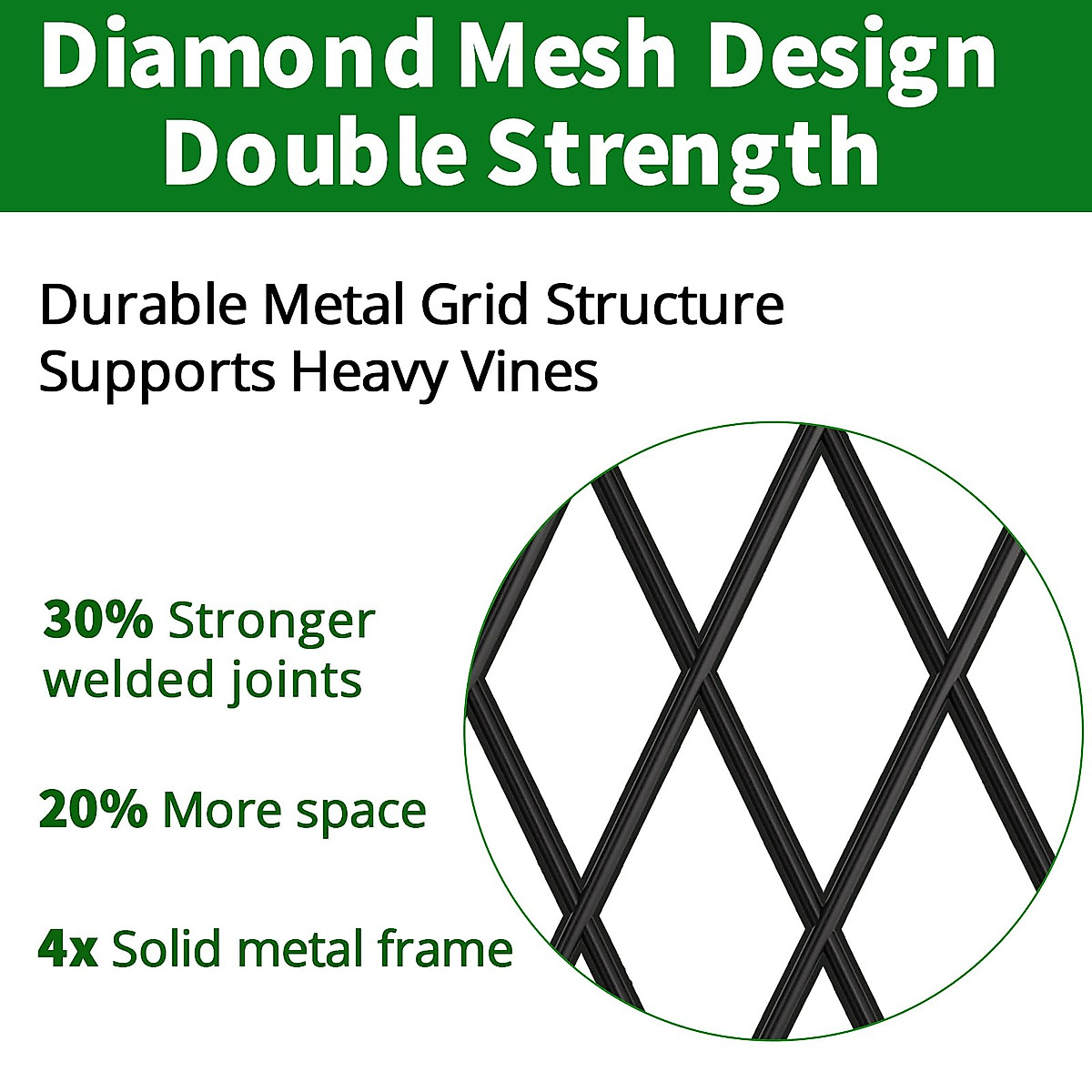 Amagabeli 2 Pack Garden Trellis for Climbing Plants 60" x 18" Rustproof Iron Potted Vines Vegetables Vining Flowers Patio Metal Wire Lattices Grid Panels for Ivy Roses Cucumbers Clematis White