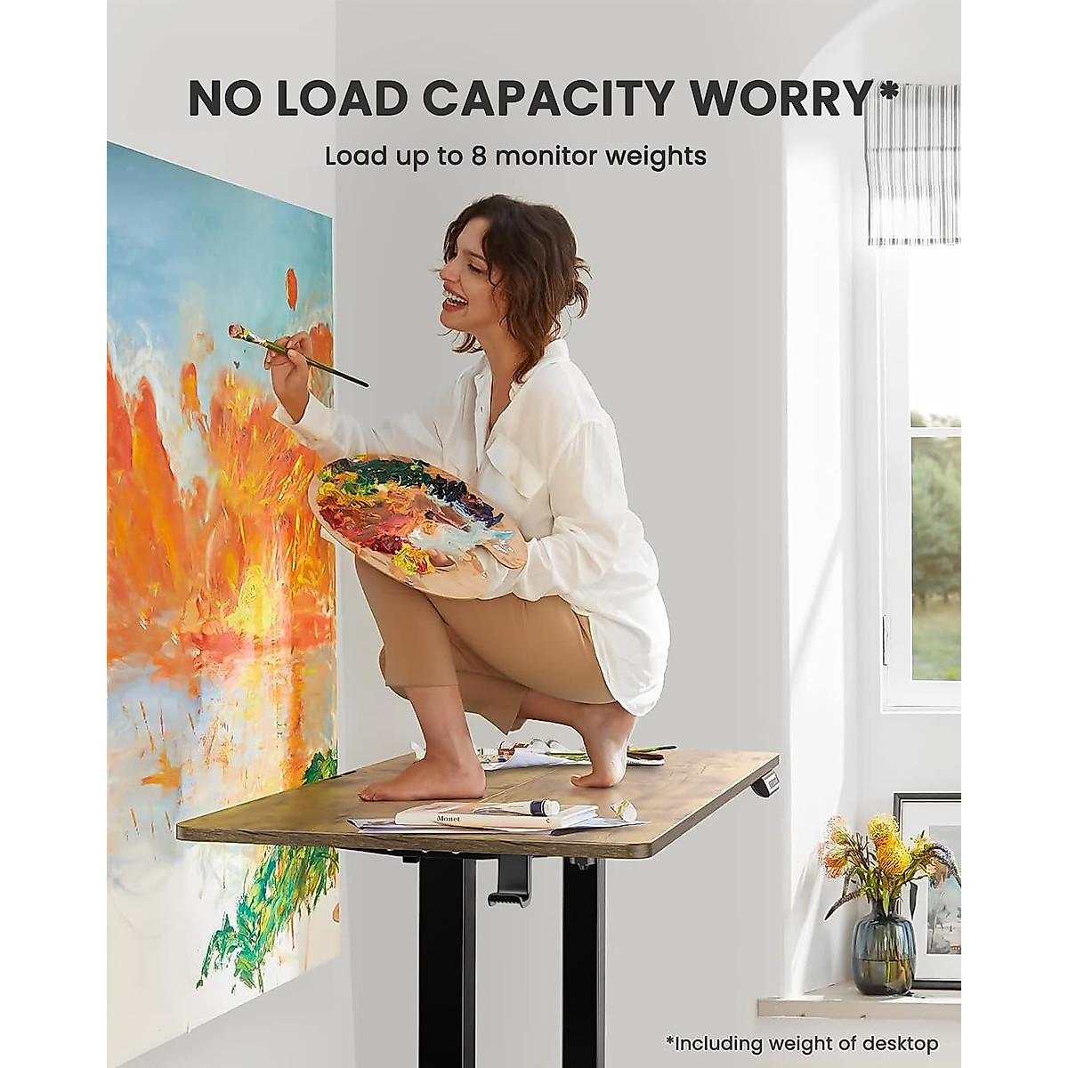 ErGear Height Adjustable Electric Standing Desk, 55 x 28 Inches Sit Stand up Desk, Memory Computer Home Office Desk (Vintage Brown)