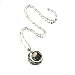 Moon Pendant Black Cat Pendant Necklace Black Cat Necklace Cute Black Cat Jewelry Fashion Gift for Woman