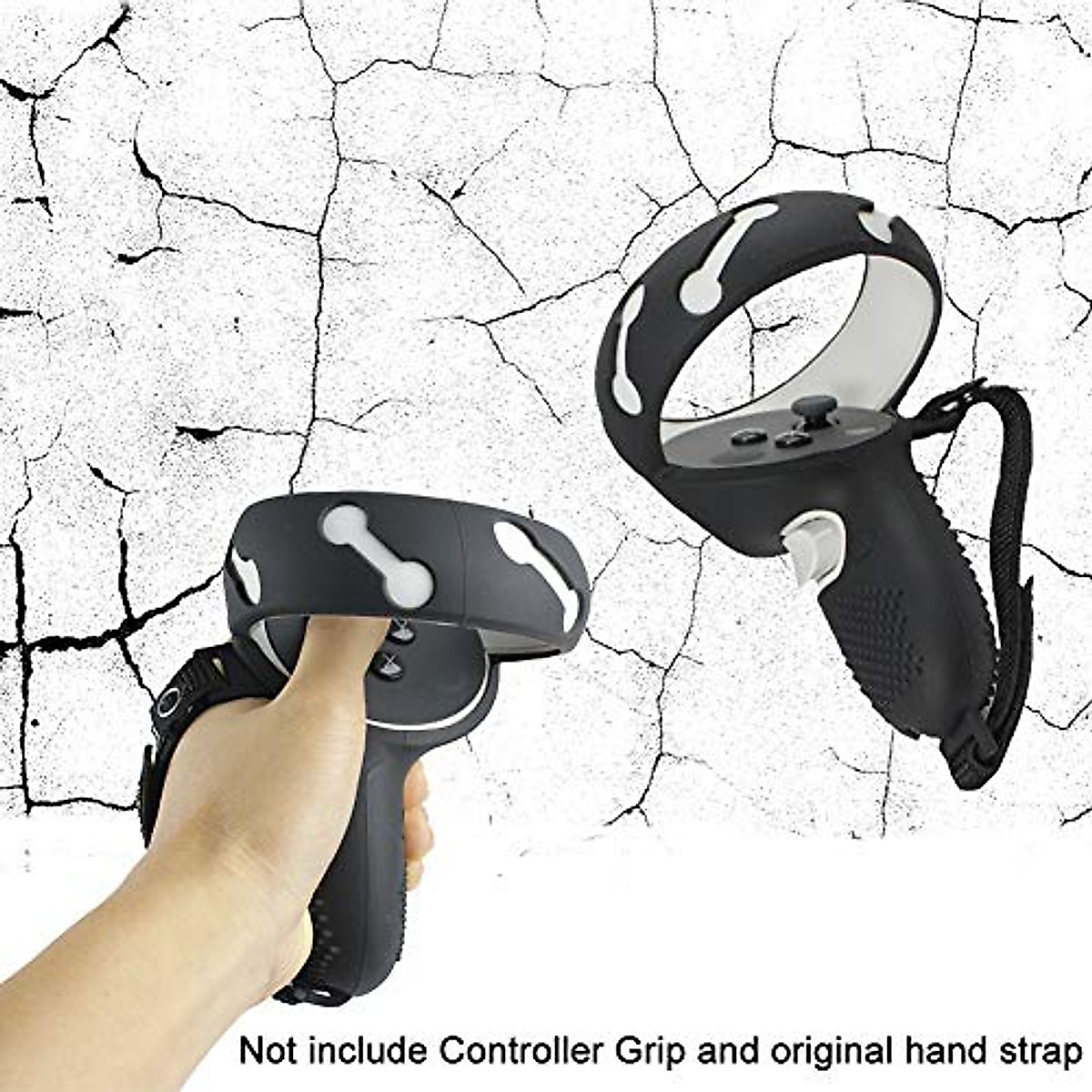 Kakalote Compatible for O culus Quest 2 Touch Controller Full Grip Cover, Slip Proof and Fall Proof Protective Silicone Sleeve with Hand Strap for Quest 2 Headset