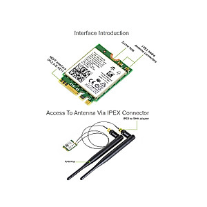 Wireless-AC8265 Dual Mode AC8265 Wireless NIC Module for Jetson Nano Developer Kit M.2 NGFF Support 2.4GHz / 5GHz 300Mbps / 867Mbps Dual Band WiFi and Bluetooth 4.2