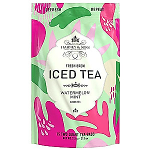 Harney & Sons Fresh Brew Iced Tea Two Qt Tea Bags, Watermelon Mint, 15 Count