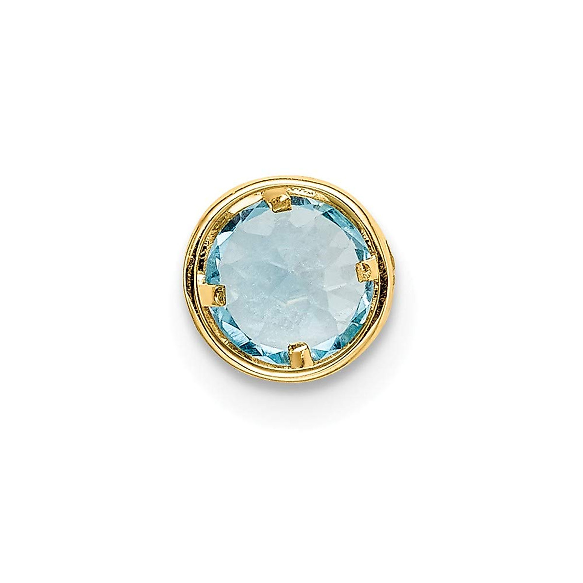 Solid 14k Yellow Gold 5mm Blue Topaz bezel Pendant Charm 6mm