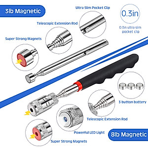 4 Pieces Telescoping Magnet Pickup Tools Includes 8 lb Magnet Pickup Tool Flexible Magnetic Stick Gadget 20 lb 15 lb and 3 lb Magnet Pick-up Tool Set for Men Birthday Father's Day Christmas