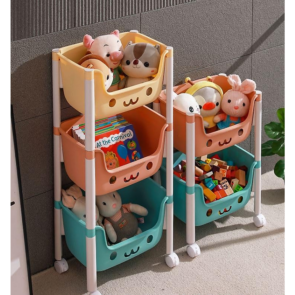 The Simple Co. Colorful Multi-Layer Cute Children's Storage Bin (Two Tier)