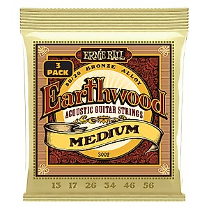 Ernie Ball Earthwood Medium 80/20 Bronze Acoustic Guitar Strings 3-Pack - 13-56 Gauge