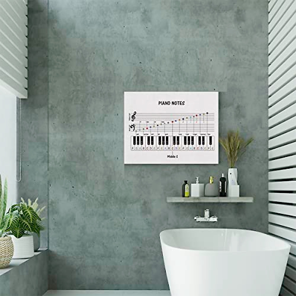 EVXID Piano Music Notes Canvas Poster Painting Wall Art, Music Education Print Artwork Framed Ready to Hang for Music Classroom Office Decor 12 x 15 inch
