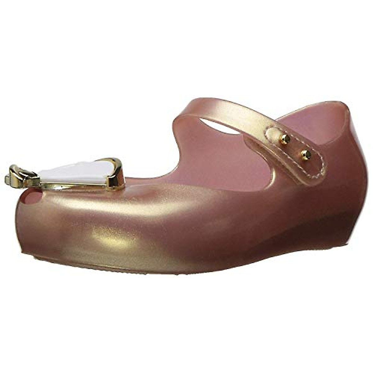 Mini Melissa Kids' Mini Ultragirl Beauty and the Beast Mary Jane Flat,Metallic/Pink,5 Regular US Toddler