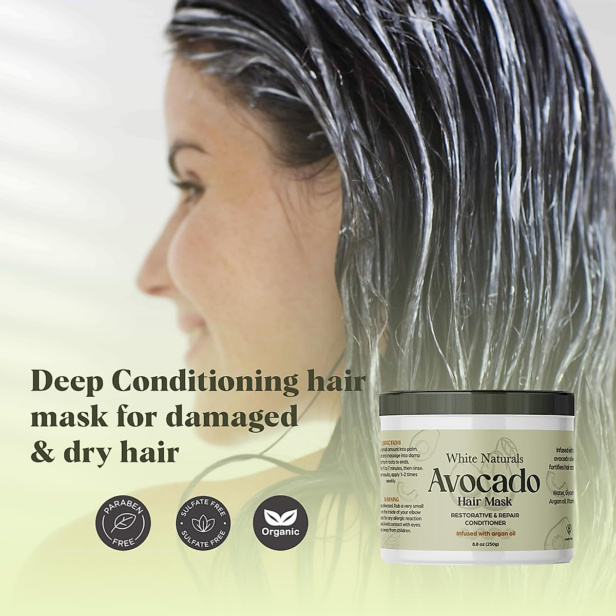 Biotin-Infused Hair Mask: Deep Conditioning for Thicker, Voluminous Hair Growth - Nourishing Avocado Oil Cream Restores Damaged Strands, Sulfate-Free