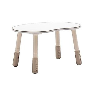 Benjara 11-21 Inch Kids Table, Adjustable Height, White and Brown Dual Tone Finish