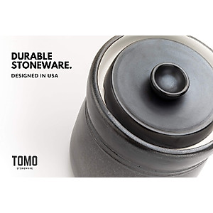 TOMO Fermentation Crock with Weights - Ceramic Sauerkraut Pickling Crock - Stoneware Kombucha Brewing (3L)