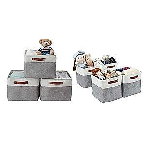 DECOMOMO Foldable Storage Bin Extra Large [3-Pack] & 11"Cube [4-pack] W/Handles for Organizing Shelf Nursery Home Closet & Office