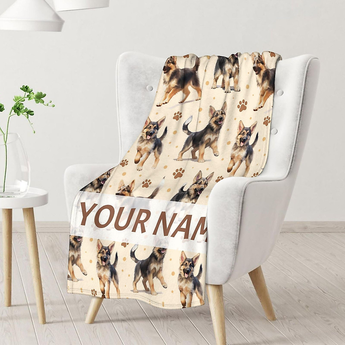 Personalized German Shepherd Blanket for Kids - 30x40 Inches Lap Size - Soft Fuzzy Cozy Blankets Gift - Orange Cute Throw Blanket for Couch, Living Room & Office