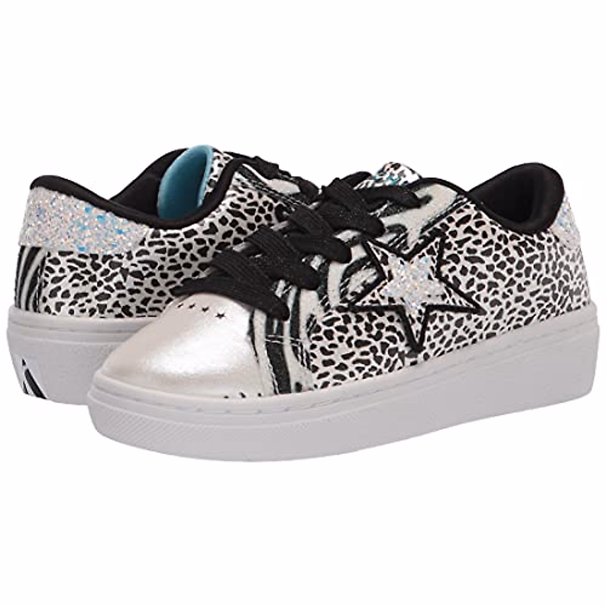 Skechers Kids Girls Goldie Sneaker, White/Leopard, 6 Big Kid