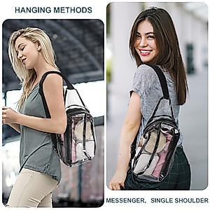 JULMELON Clear Sling Bag, Clear PVC Crossbody Chest Bag Stadium Approved, Backpack with Adjustable Strap for Men Women Hiking, Stadium or Concerts