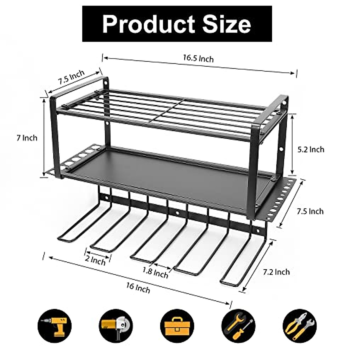 Jeasor Heavy Duty Floating Power Tool Organizers, Metal Holder Wall Mount Storage Rack for Tools, Premium and Sturdy Drill Rack, Multifunctional Garage Tool Rack, and Perfect for Screwdriver Holder