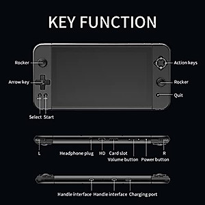 RAHEL POWKIDDY X70 Retro Handheld Game Console for Kids and Adults, 7-Inch IPS HD Screen Console Built-in 6000+ Games, 23.6 x 11.7 x 1.4cm - Black/64G