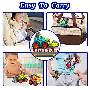 HOLA Mini Toddler Construction Vehicles Playsets Dump Truck, Excavator, Bulldozer, Cement Mixer, Forklift, Road Roller, Construction Trucks Car Toys for 18 Months+ Old Boy