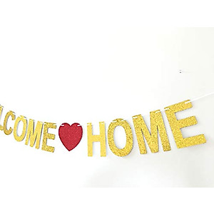 GZFY Welcome Home Banner Gold Glitter Banner for Home Decoration Family Party Welcome Home Decoration Welcome Home Sign