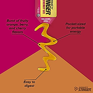 Honey Stinger Organic Fruit Smoothie Energy Gel | Gluten Free & Caffeine Free | For Exercise, Running and Performance | Sports Nutrition for Home & Gym, Pre and Mid Workout | 24 Pack, 26.4 Ounce