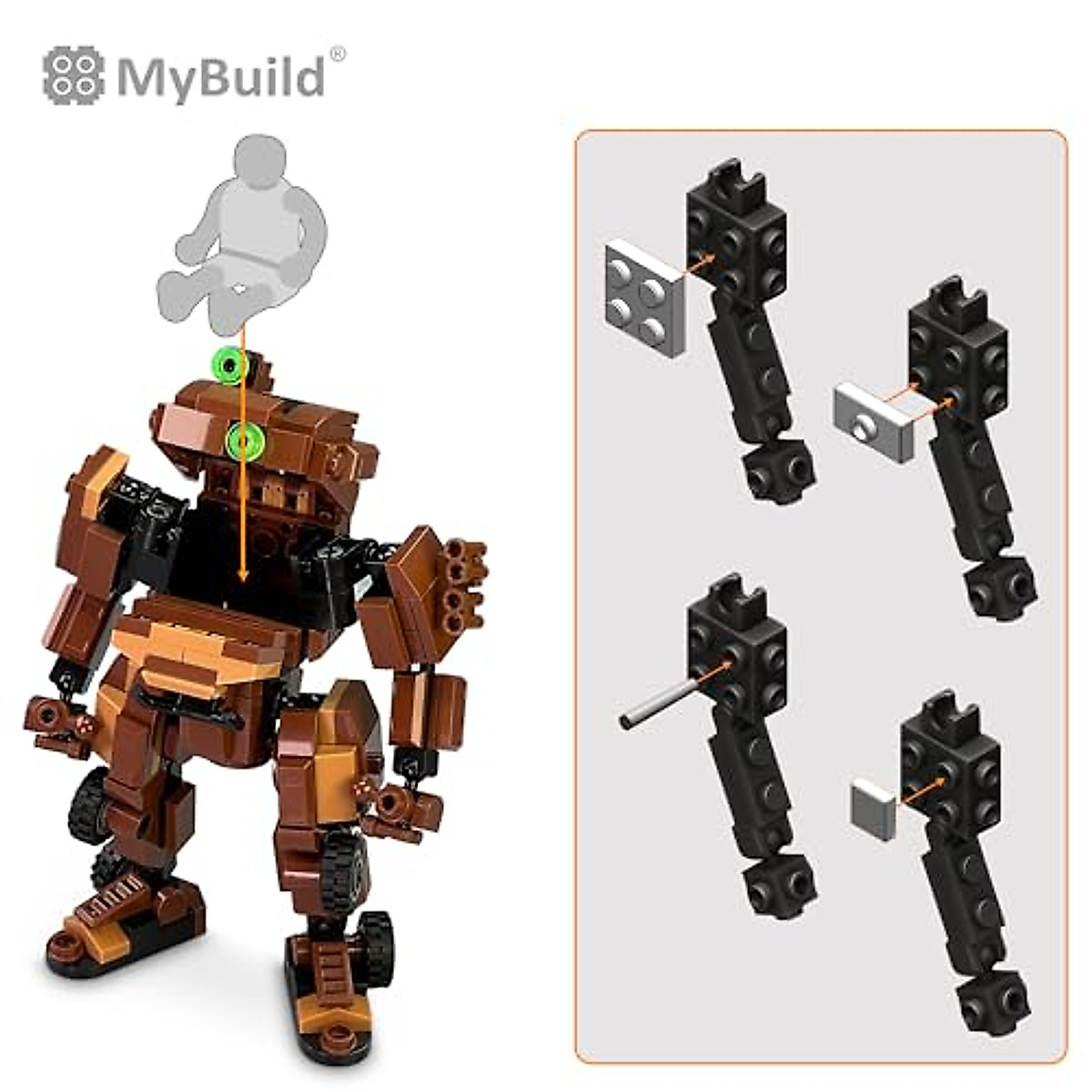 MyBuild Mecha Frame Armed Forces Stryker 5021 - Brown Armor Robot Blocks Toy Building Bricks Collection for Children to Adult Mech Fans