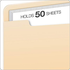 Pendaflex File Jackets, Flat, No Expansion, Manila, Letter Size, Straight Cut Tab, 100/Box (24990)