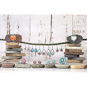 American West Jewelry Sterling Silver Women’s Drop & Dangle Earrings Leaf and Squash Blossom Design Blue/Green Turquoise Gemstone