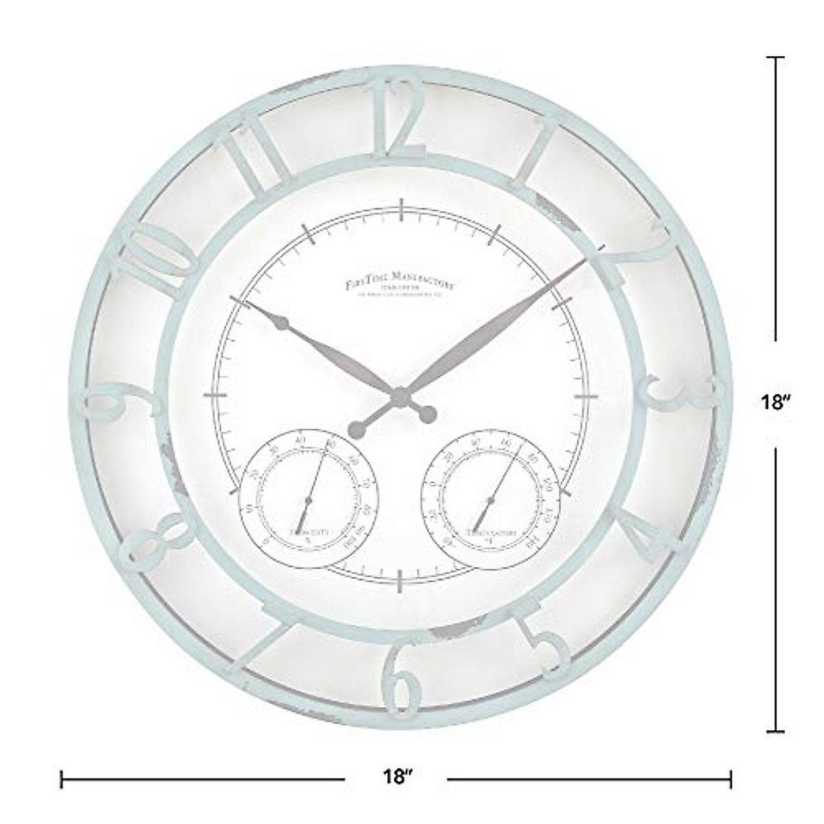 FirsTime & Co. Laguna Outdoor Wall Clock, 18", Aged Teal