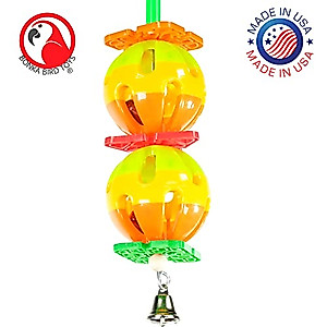 Bonka Bird Toys 1570 Twin Ball Bird Toy Parrot cage Toys Cages Cockatiels Conures African Greys