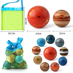Solar System Planets Toys for Kids, STEM Educational Sensory Toys for Autistic Children Non-Toxic, Space Astronaut Slime Ball Alien Monster Toy Set with Mesh Storing Bag for 3-5-8-10 Boy Girls