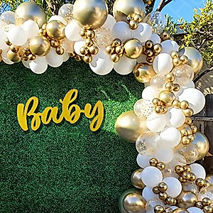 125Pcs DIY Gold White Balloons Garland Kits with 18/12/10/5Inch Metallic Chrome Balloons for Birthday Party Celebration Graduation Wedding Baby Shower Ceremony Anniversary Balloon Chain (Gold White)