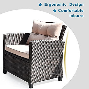 CXDTBH 8PCS Outdoor Rattan Furniture Set Cushioned Sofa Armrest Table Single Sofa Loveseat