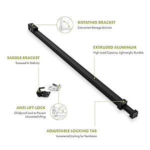 Ideal Security Sliding Door Security Bar for Patio Doors and Sliding Glass Doors, Black, Recyclable Cardboard Package, (25.75-47.5 Inches)