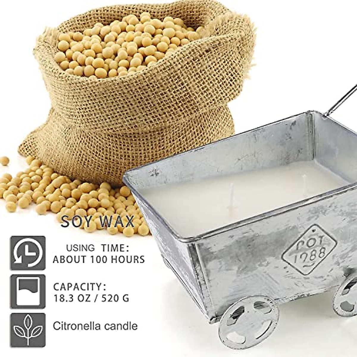 Citronella Candles Outdoor, 18.3 Oz 2 Pack 200 Hours Large Citronella Candles, Citronella Patio Candles, Giant Citronella Candle, Scented Candles for Home Patio Decor Outdoor Candles