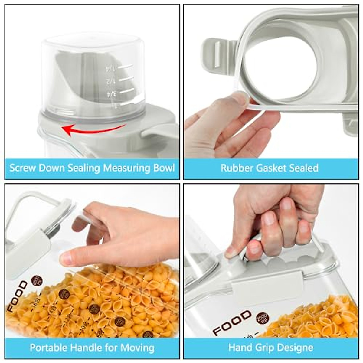 Gokbuy 1PCS Cereal Containers Storage dispenser with Pour Spout, Airtight Food Storage for Kitchen & Pantry Organization and Storage, Dry Food Storage Containers for Flour, Sugar and Cereal