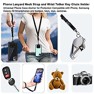 Phone Lanyard Strap, Smartphone Safety Tether Tab System for Camera & Phone Iphone Case Anchor, Smartphone Safety Tether System-Android Mobile Phone Safety Tether Tab System