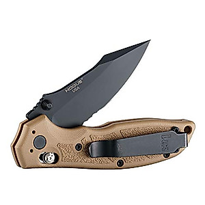 Hogue 54153 HK Exemplar 3.25" Pivot Lock Folder Clip Point Partially Serrated Black Finish G10 Scales - Flat Dark Earth