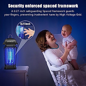 Wayrenjoy Bug Zapper Outdoor, Electric Mosquito Zapper, 20W Bulb IPX4 Waterproof Indoor Mosquito Killer Lamp 4200v Grid Fly Zapper for Home Kitchen Bug Light Moth Zapper Outdoor Backyard Garden Camp