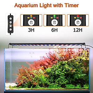 AQQA Full Spectrum Aquarium Light Plant Fish Tank Light with Timer 14 Colors Adjustable Waterproof LED Fish Light for Freshwater & Saltwater Tank 39-47 Inch (35W)
