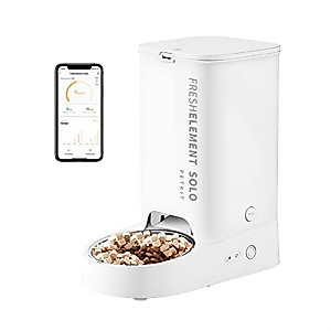 PETKIT Fresh Element Solo Automatic Pet Feeder+Eversweet 2S Cat Dog Water Fountain, White Cat Food Dispenser with 2L Water Drinking Fountain