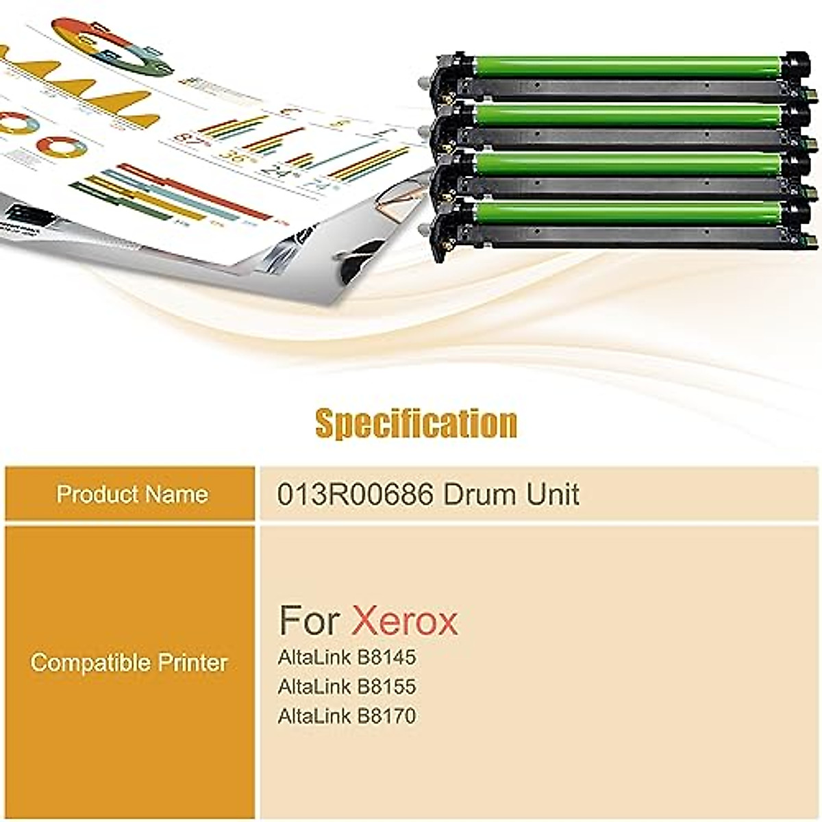 013R00686 Drum Unit, Compatible for Xerox AltaLink B8145 B8155 B8170 Printers, High Yield 80500 Pages (1 Pack)